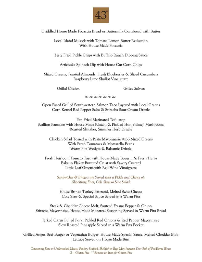 Menu - Lunch and Dinner in South Portland, Maine